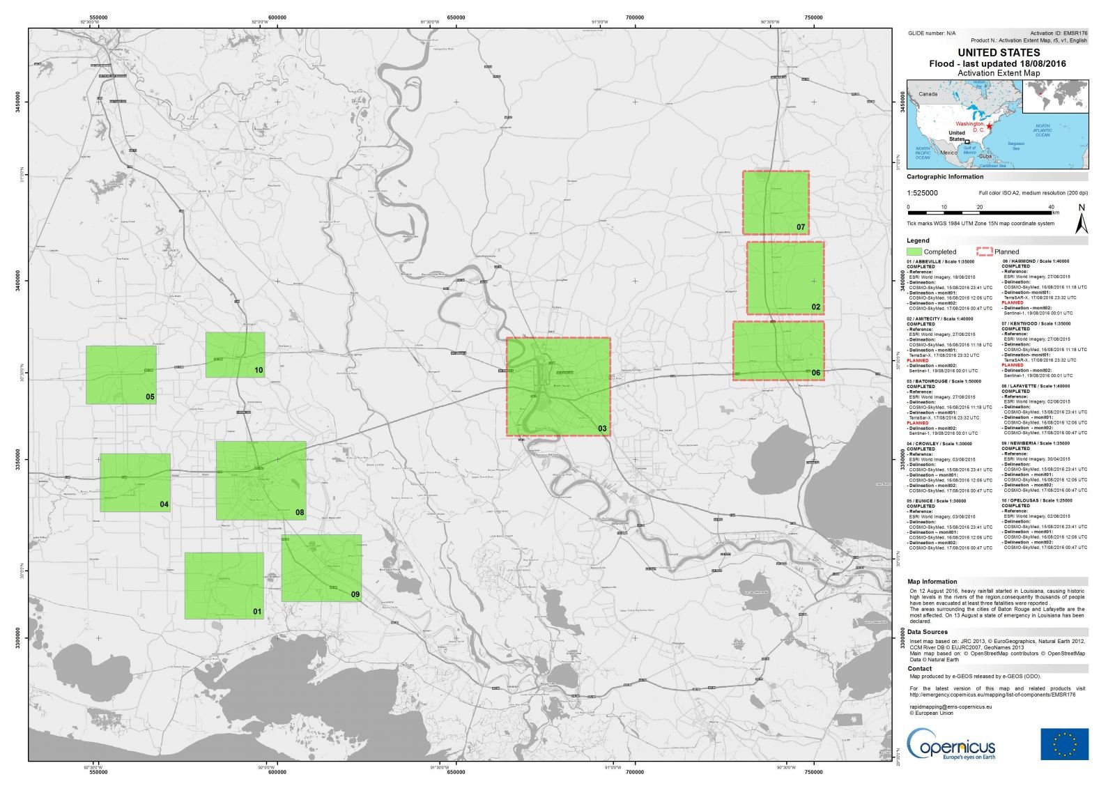 Copernicus EMS supports emergency operations in Louisiana (USA) with ...