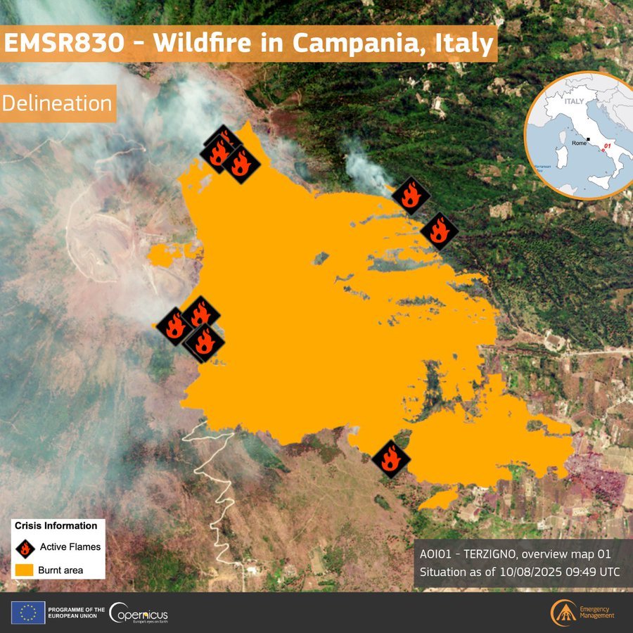 Wildfire in Campania, Italy - Copernicus EMS Mapping | Copernicus EMS ...