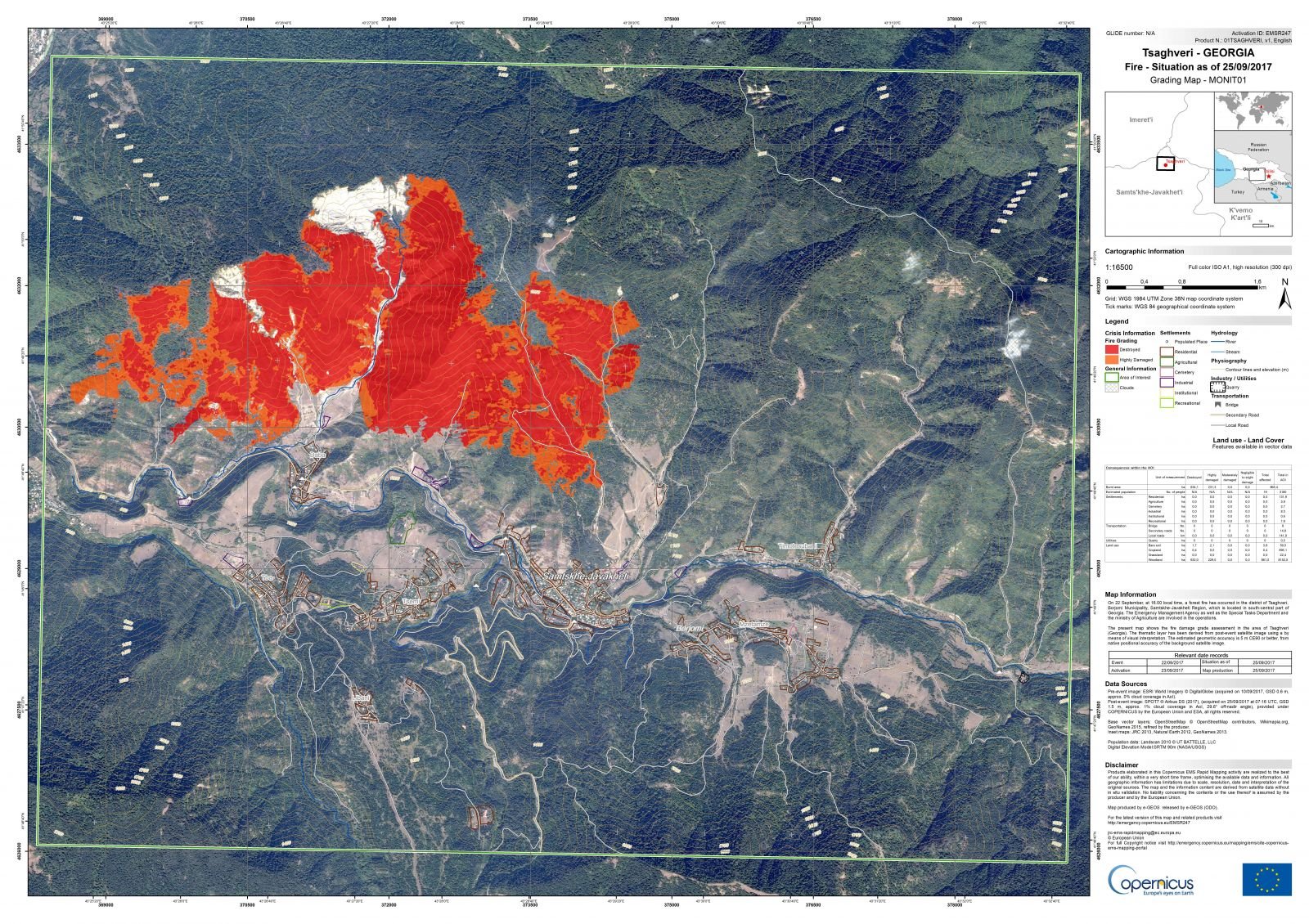 Copernicus EMS monitors the impact of forest fires in Borjomi area ...